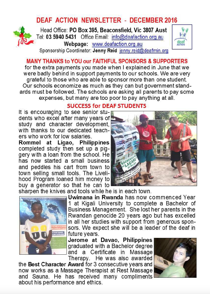 Newsletters Deaf Action - Deaf Ministry International