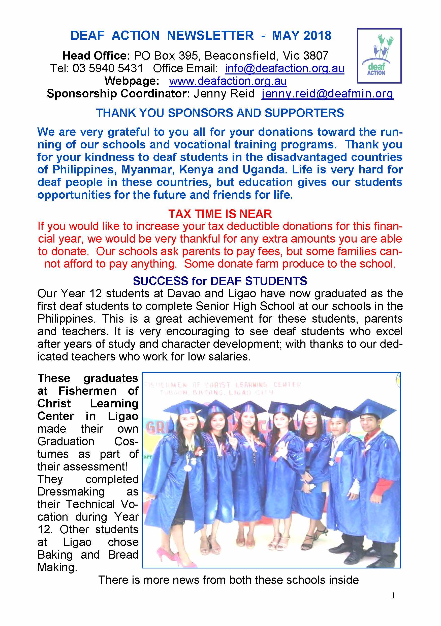 Newsletters Deaf Action - Deaf Ministry International