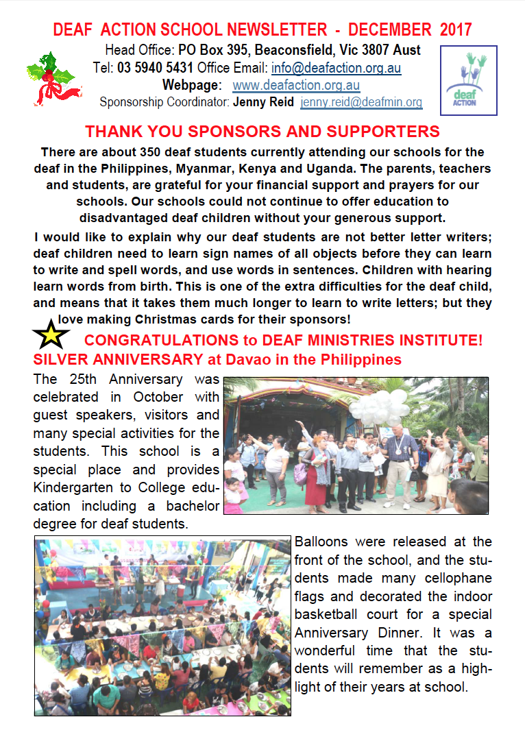 Newsletters Deaf Action - Deaf Ministry International