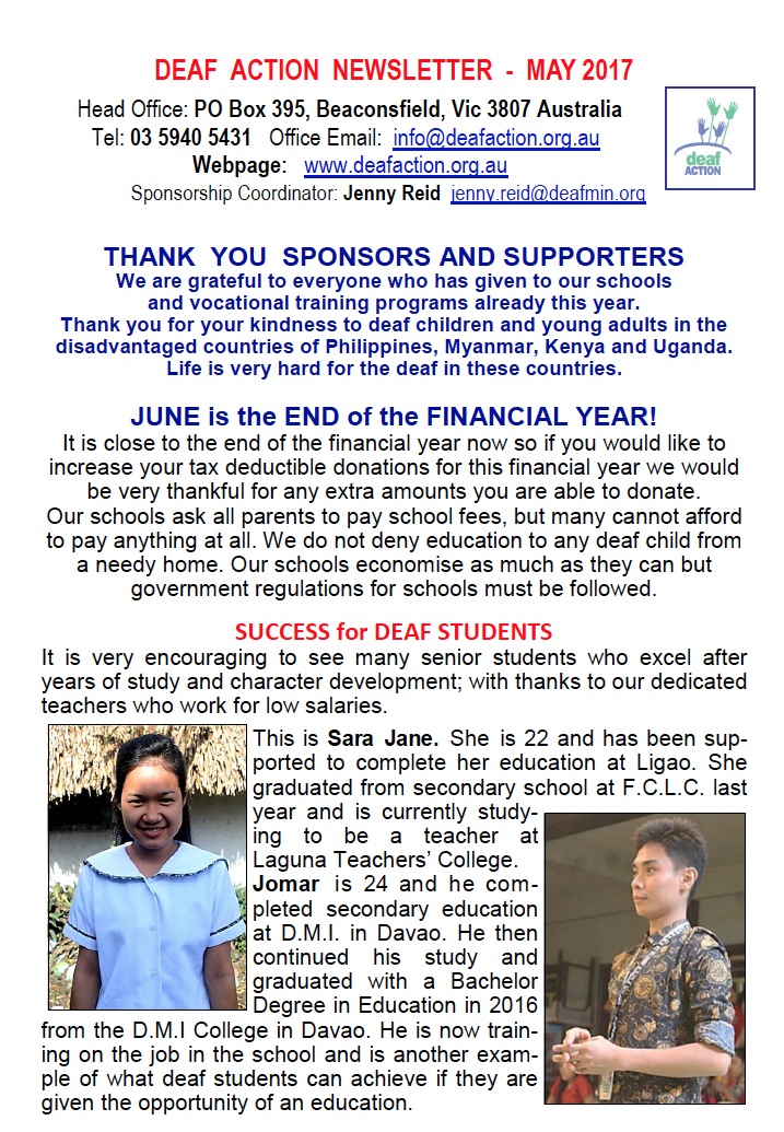 Newsletters Deaf Action - Deaf Ministry International